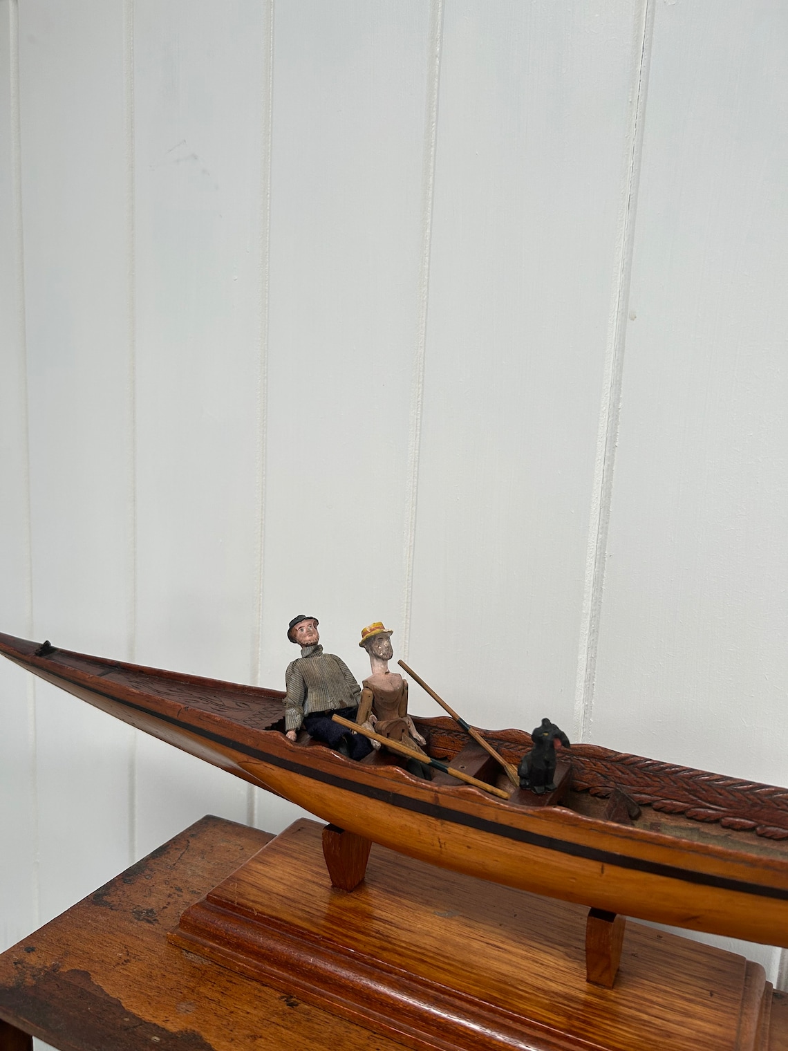 Antique Toy/model Rowing Boat With Rowers and Dog - Etsy