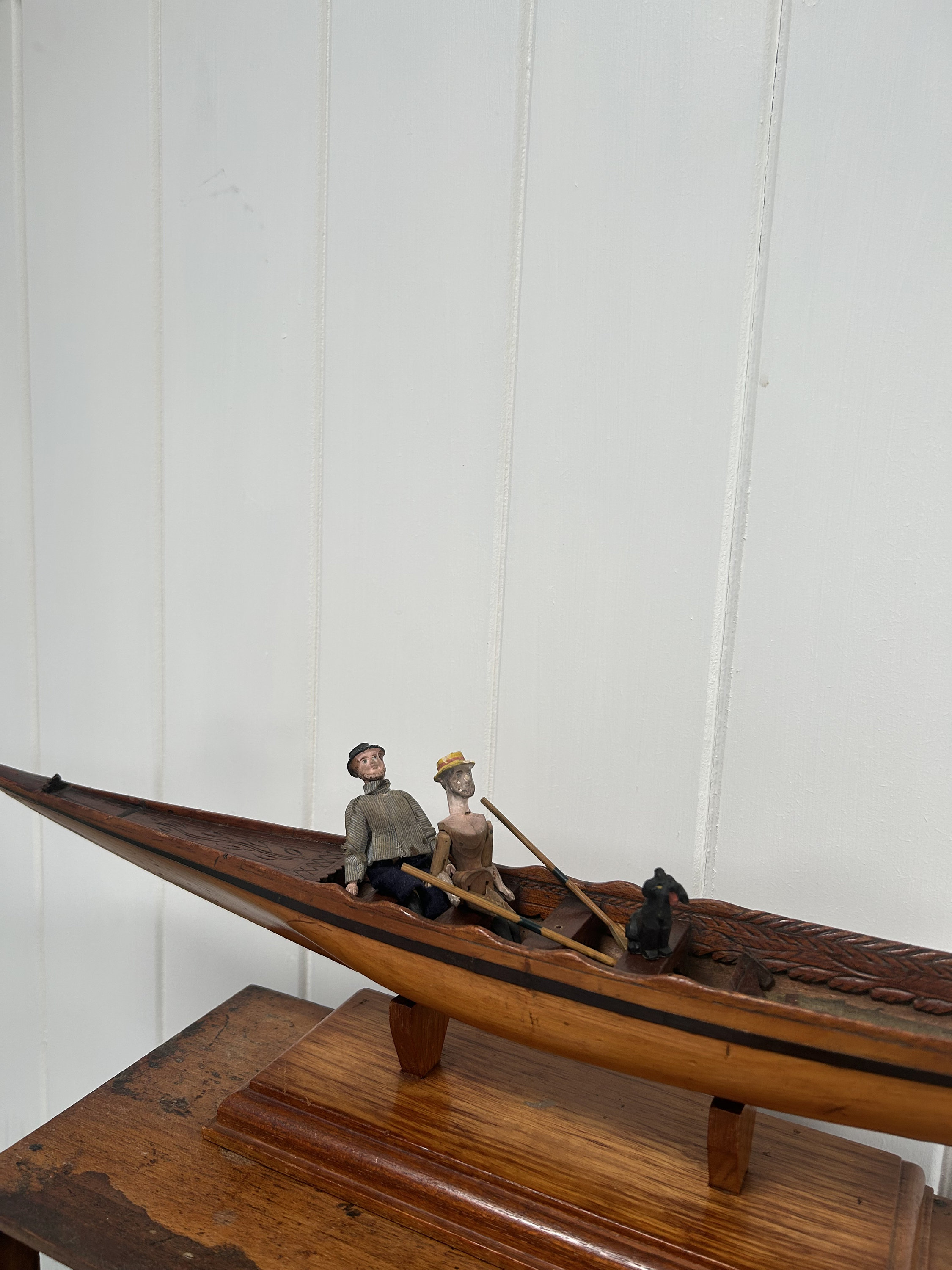 Antique Toy/model Rowing Boat With Rowers and Dog - Etsy