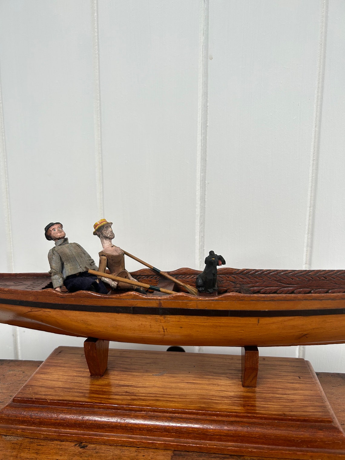Antique Toy/model Rowing Boat With Rowers and Dog - Etsy
