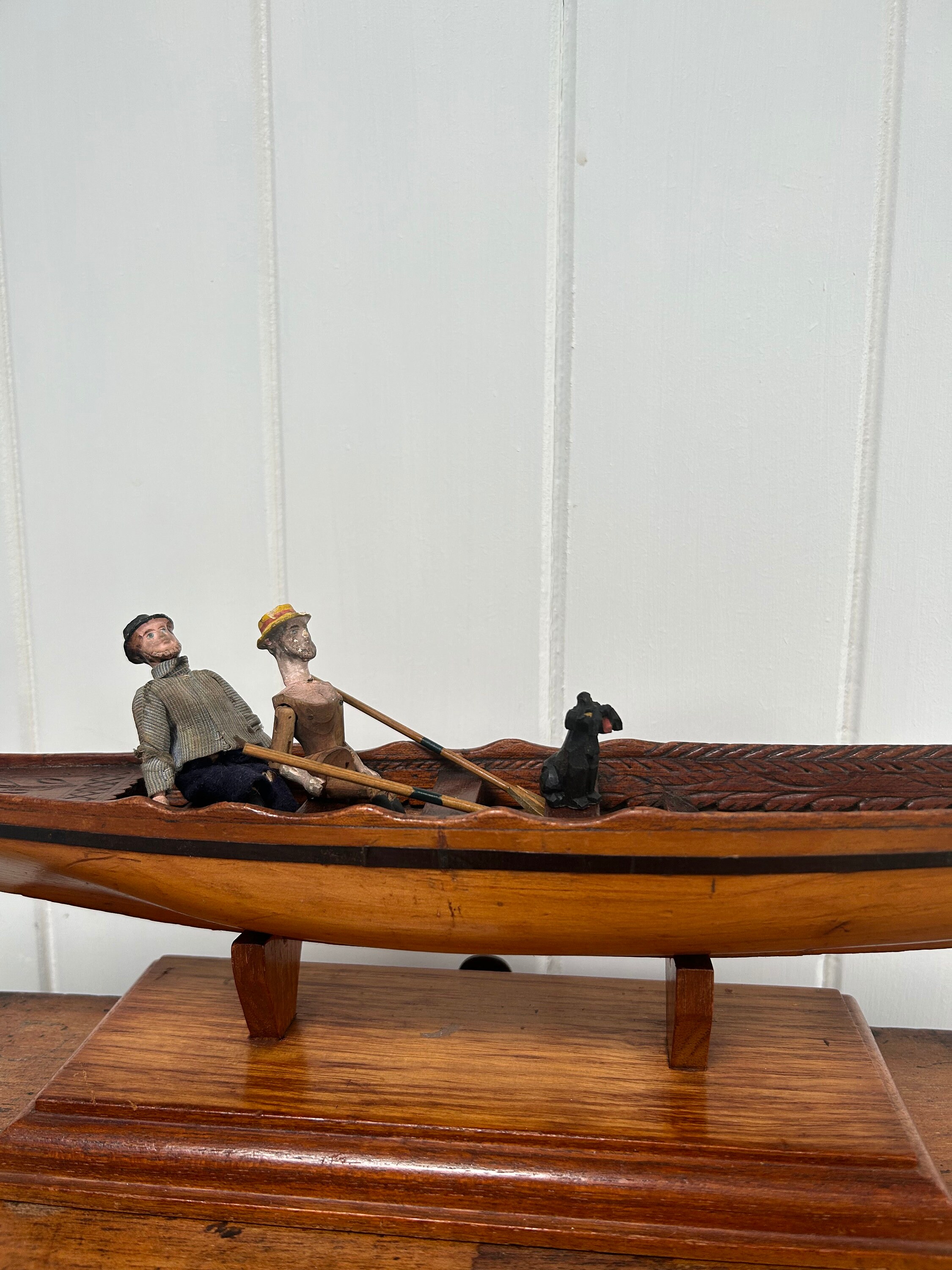 Antique Toy/model Rowing Boat With Rowers and Dog - Etsy