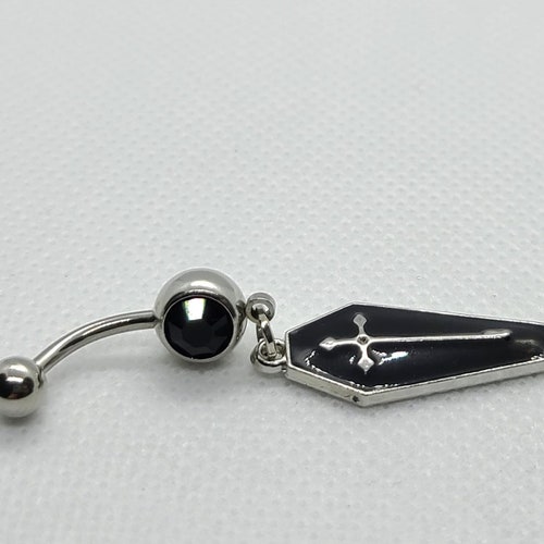 Black Gothic Cross Coffin Belly Button Ring Punk Belly Ring - Etsy