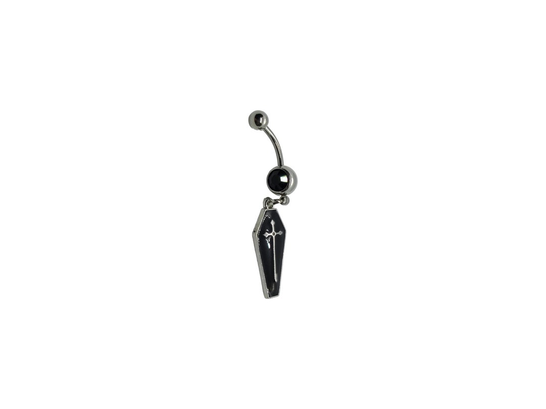 Black Gothic Cross Coffin Belly Button Ring - Punk Belly Ring - Goth ...