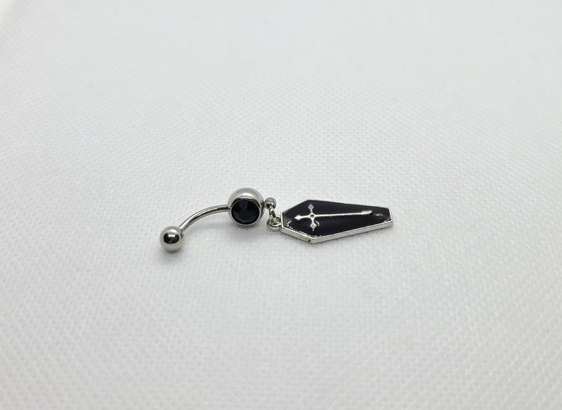 Black Gothic Cross Coffin Belly Button Ring Punk Belly Ring - Etsy