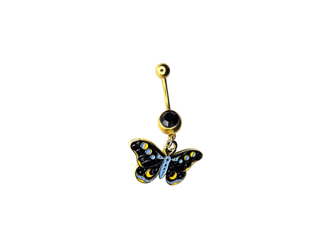 Black Moth Belly Button Ring - Etsy