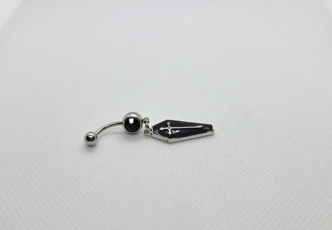 Black Gothic Cross Coffin Belly Button Ring Punk Belly Ring Goth Belly ...
