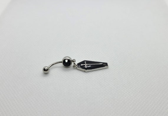 Black Gothic Cross Coffin Belly Button Ring Punk Belly Ring - Etsy