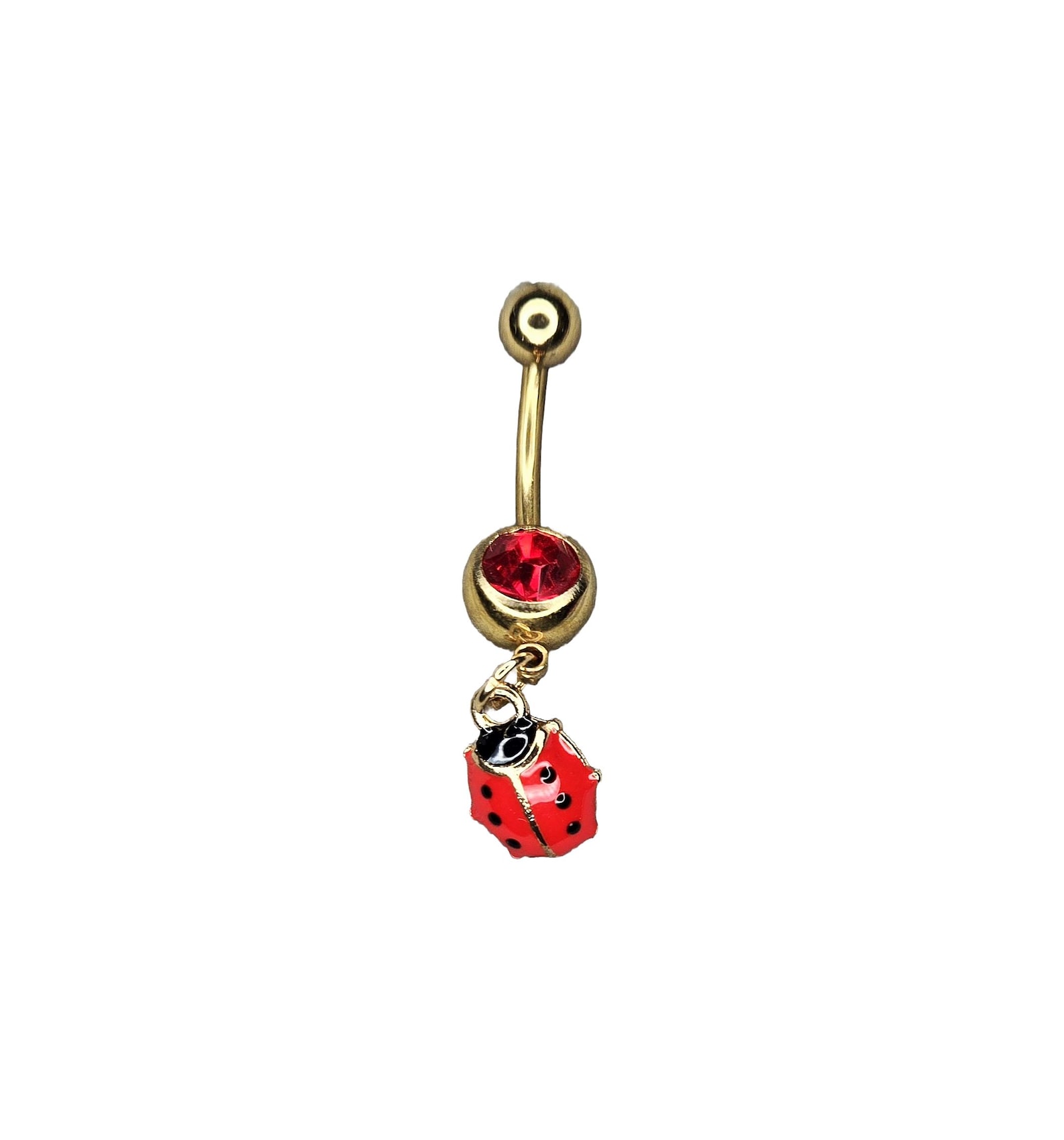 Minimalist Ladybug Belly Button Ring - Gold Tone - 14 Gauge - Etsy