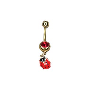 Minimalist Ladybug Belly Button Ring - Gold Tone - 14 Gauge - Etsy