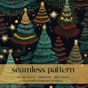 Christmas Tree Embroidery Seamless, Vintage Glitter Christmas Tree ...