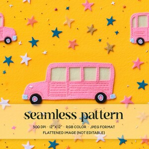 Back to School Seamless Pattern, Yellow School Bus Digital Paper ...