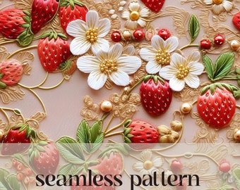 Strawberry Seamless Pattern Retro Strawberry Seamless File - Etsy