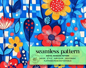 4th of July Flowers Seamless, Patriotic Flower Repeating Pattern, 3d ...