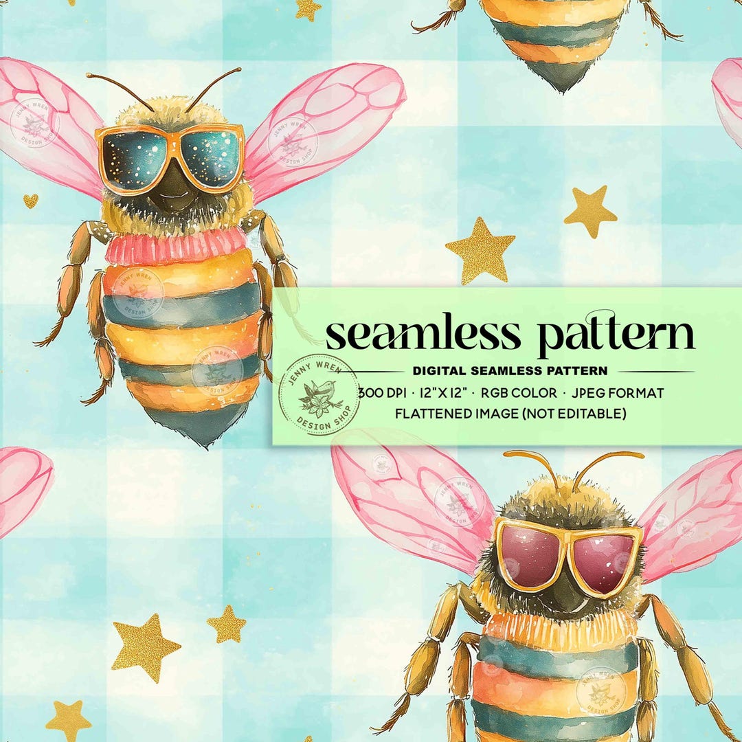 Cute Spring Bee Seamless Pattern, Trendy Boys Spring Repeating File for ...