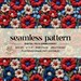 Fourth of July Floral Faux Embroidery Seamless Pattern, 3D Red White ...
