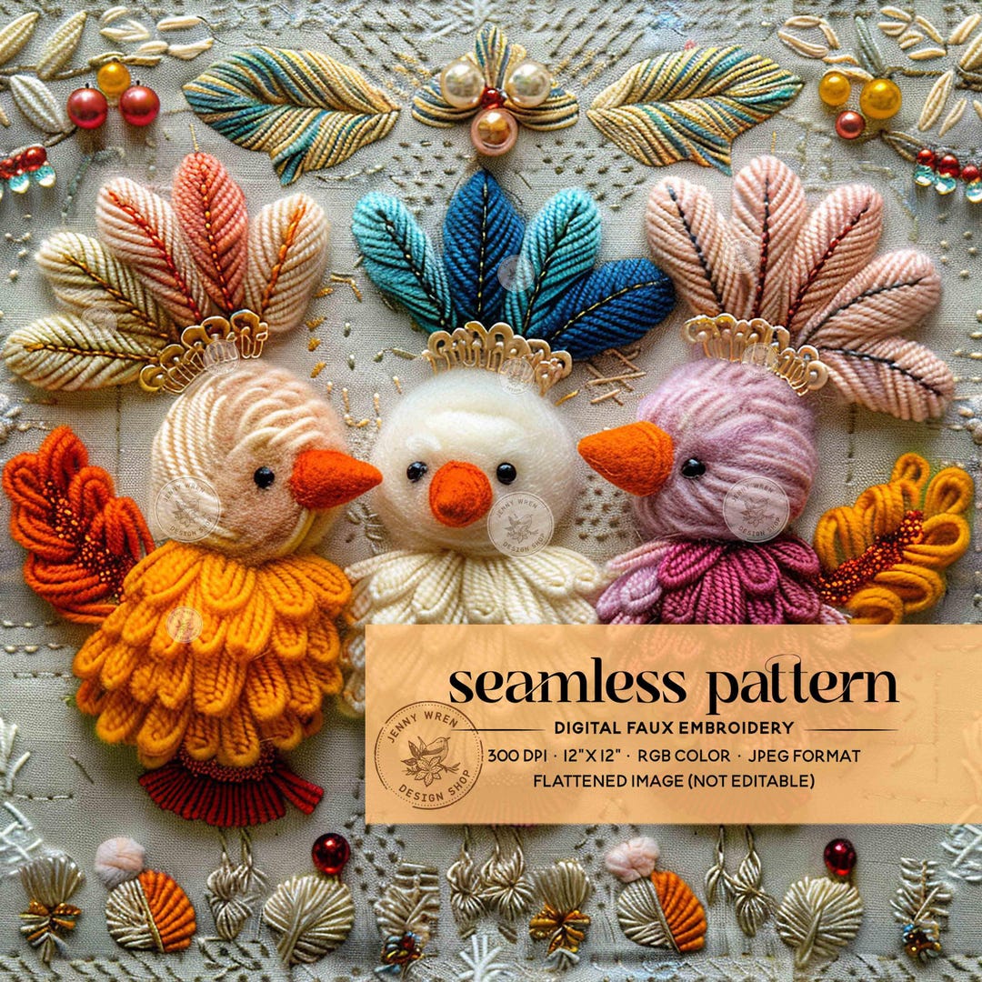 3D Cute Little Turkeys Seamless Pattern, Preppy Fall Thanksgiving ...
