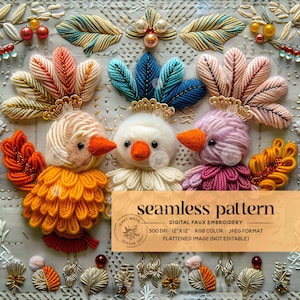 3D Cute Little Turkeys Seamless Pattern, Preppy Fall Thanksgiving ...