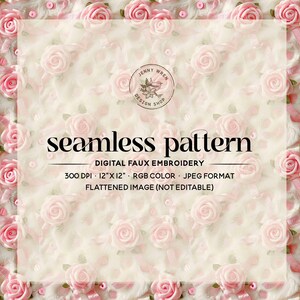 Pink Coquette Valentine's Roses Seamless Pattern, 3D Pink Rose Digital ...