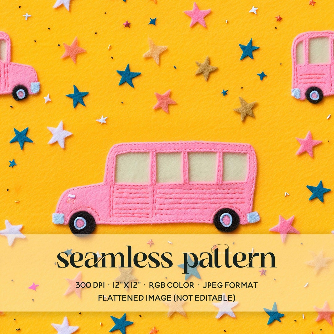 Back to School Seamless Pattern, Yellow School Bus Digital Paper ...