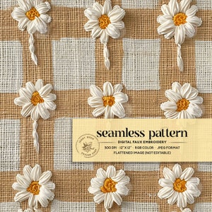 Boho Daisy Seamless Repeating Pattern, 3D Vintage Daisies Faux ...
