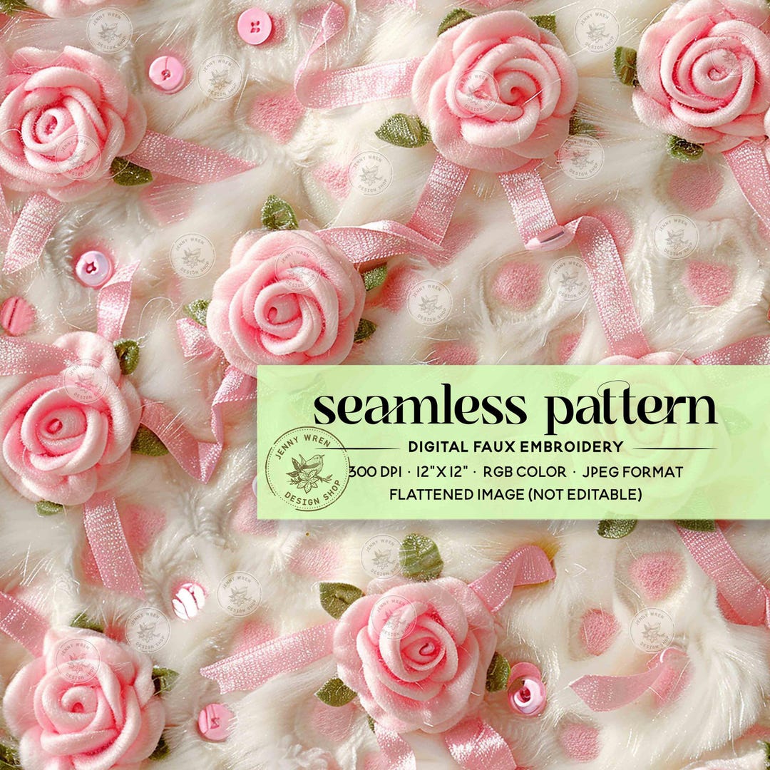Pink Coquette Valentine's Roses Seamless Pattern, 3D Pink Rose Digital ...