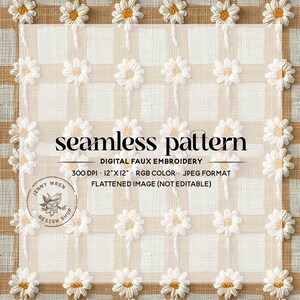 Boho Daisy Seamless Repeating Pattern, 3D Vintage Daisies Faux ...