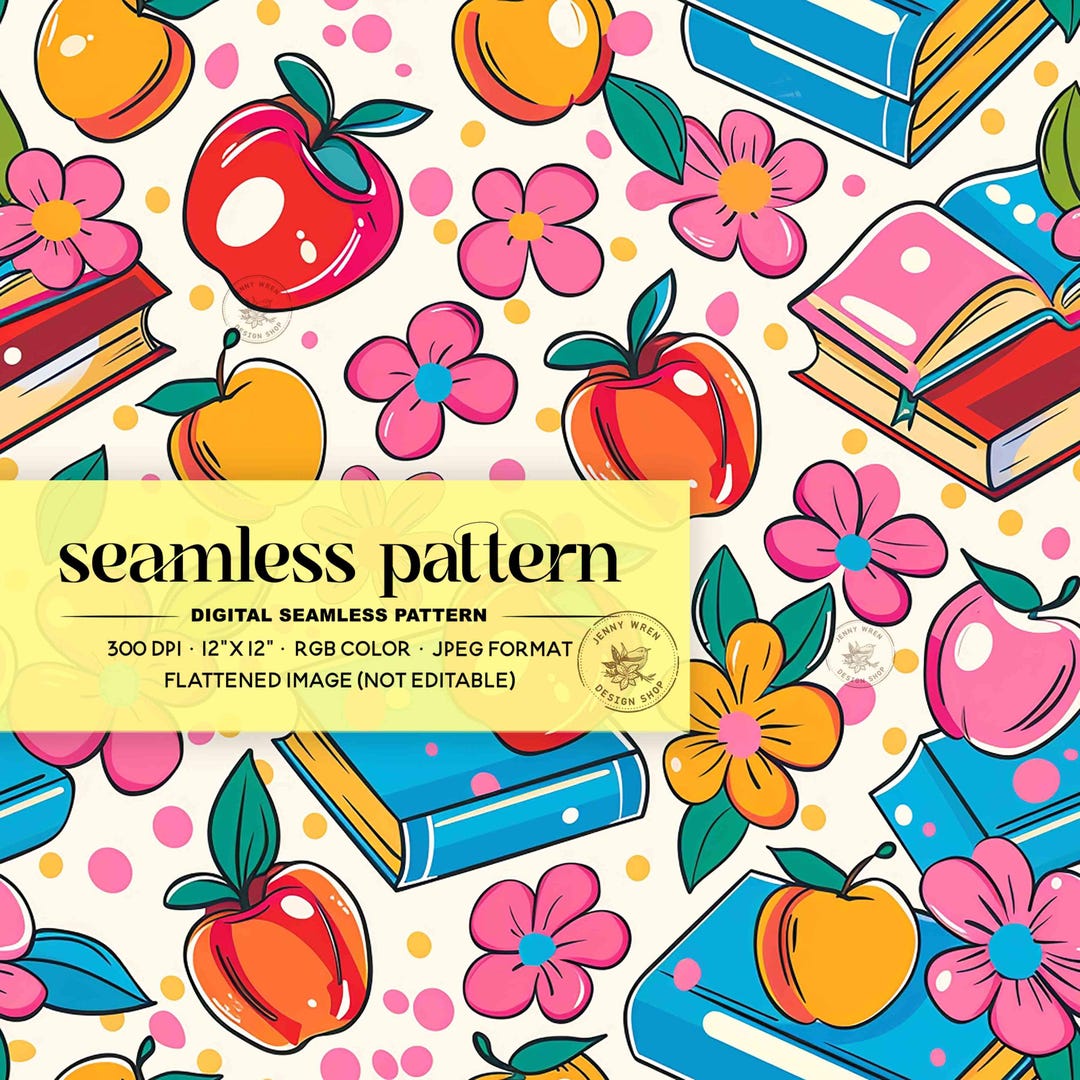 Groovy Back to School Seamless Pattern, Girly Back to School Repeating ...