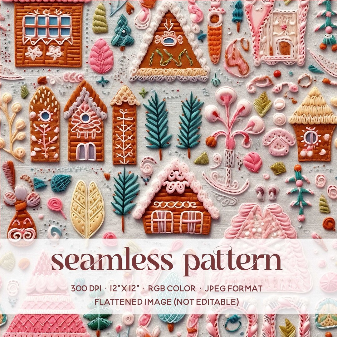 Cute Gingerbread Seamless File, Gingerbread House Seamless Pattern ...
