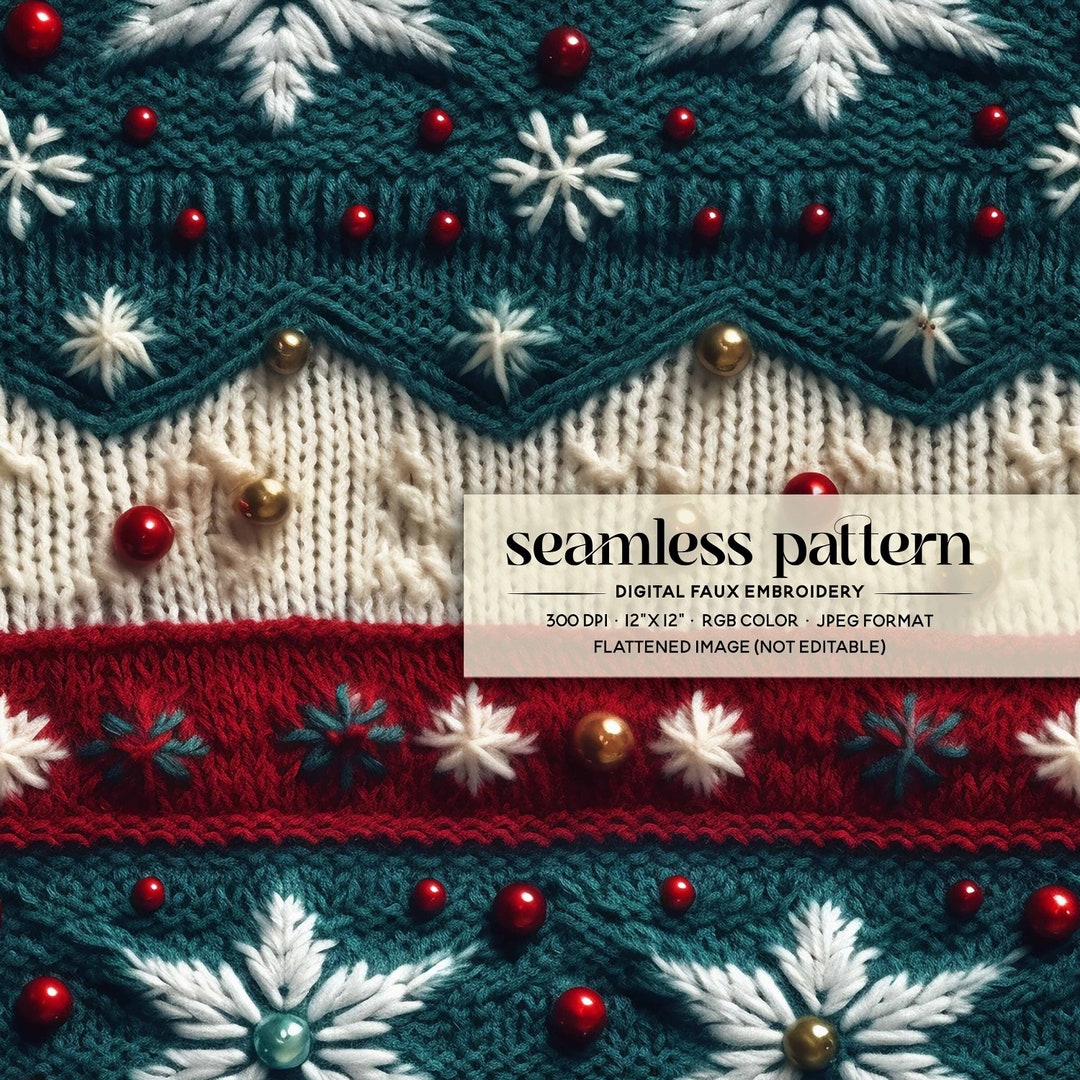 Ugly Christmas Sweater Digital Paper, Christmas Sweater Embroidery ...