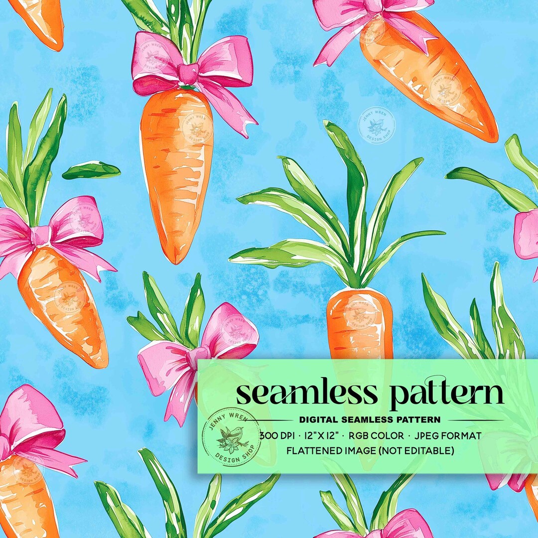Easter Coquette Bow Carrots Seamless Pattern, Retro Carrots and Pink ...