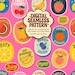 Retro Pink Fruit Stickers Seamless Pattern: Summer Collage Digital ...