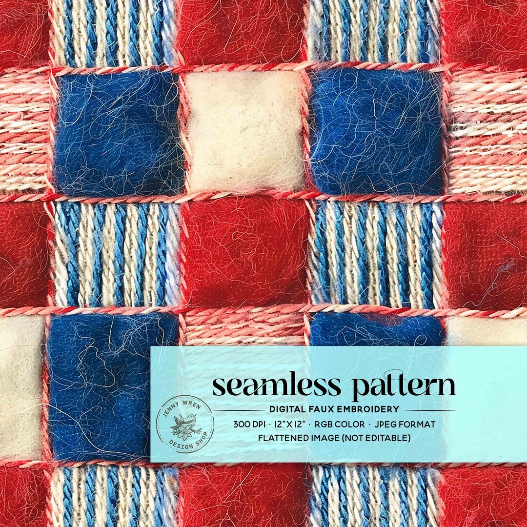 4th of July Checkered Seamless Pattern, Red White and Blue Plaid ...