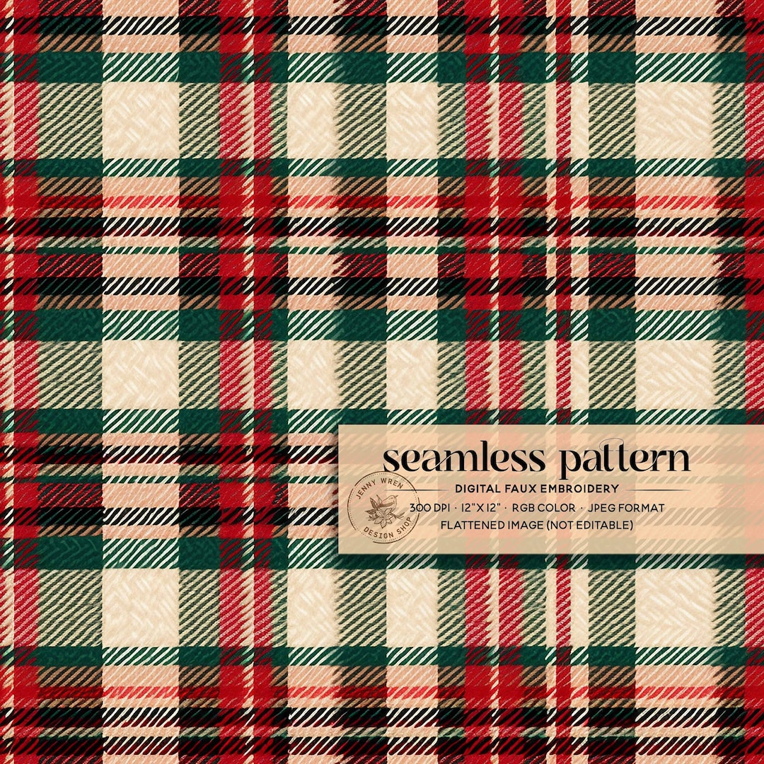Christmas Red Green Plaid Seamless, Vintage Plaid Fabric Texture ...