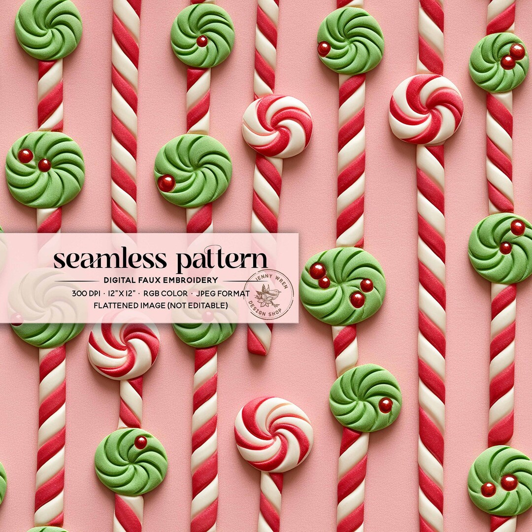 3D Christmas Candy Canes Seamless Pattern, Peppermint and Candy Canes ...