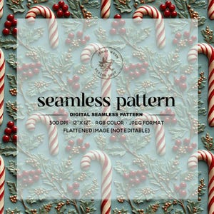 3D Christmas Candy Cane Seamless Pattern, Vintage Red and Green Candy ...