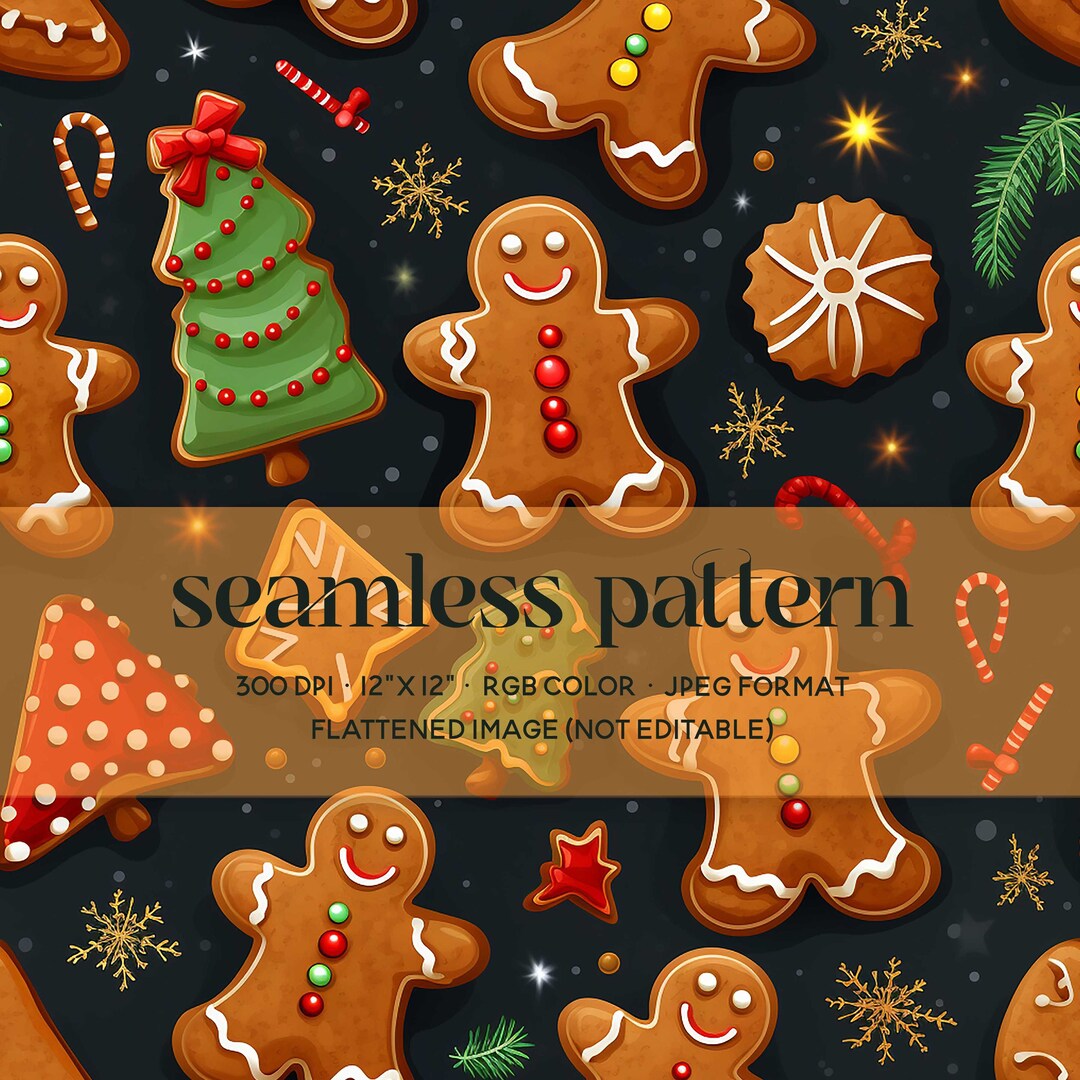 Christmas Gingerbread Seamless Pattern, Christmas Cookie Digital Paper ...