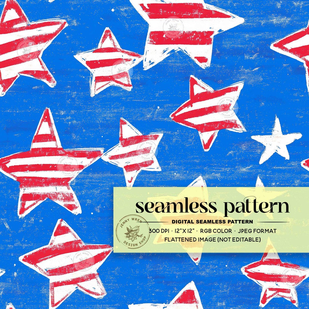 Stars and Stripes Seamless Pattern: 4th of July Digital Paper (JPEG) - Etsy