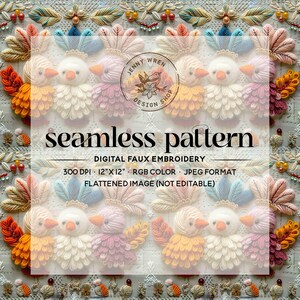 3D Cute Little Turkeys Seamless Pattern, Preppy Fall Thanksgiving ...