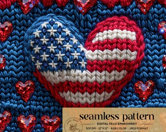 Patriotic Hearts Dots, Red White Blue, 4th of July Seamless Pattern - Etsy