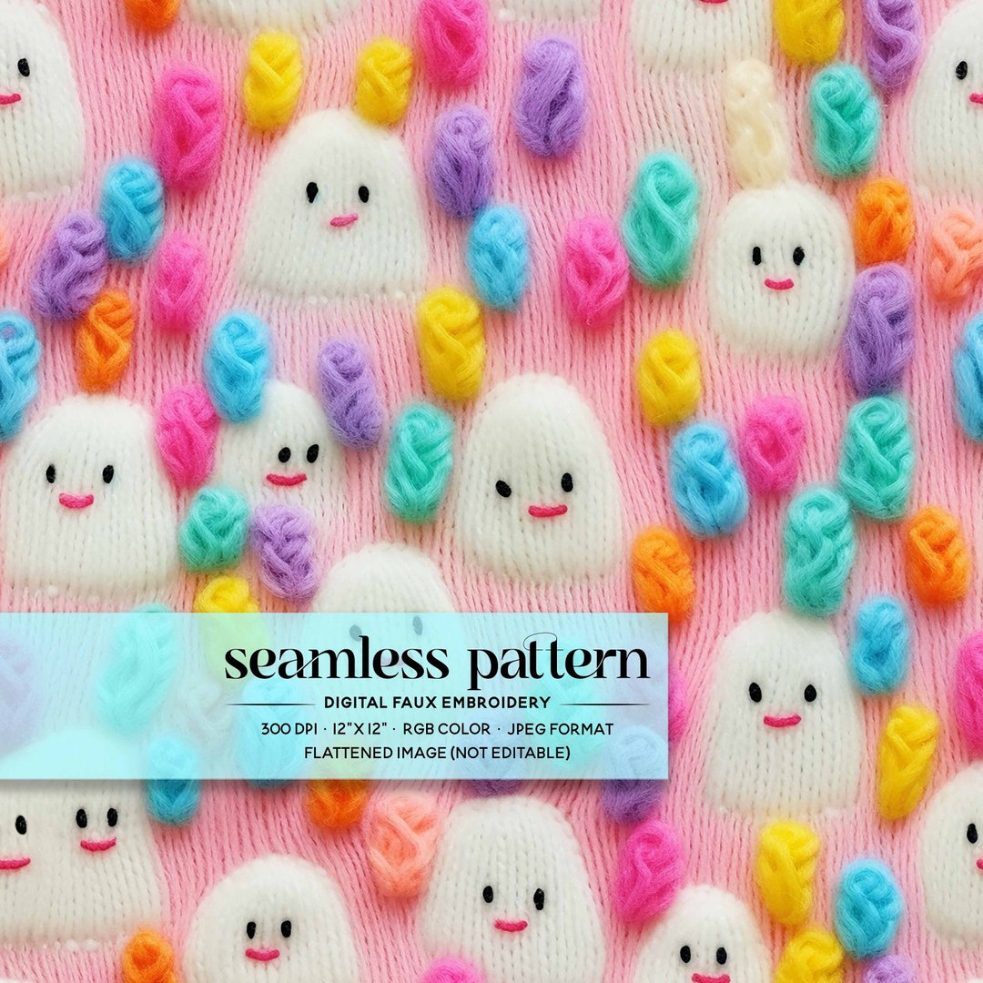 Pink Halloween Seamless Pattern, Pastel Cute Ghosts Seamless Pattern ...