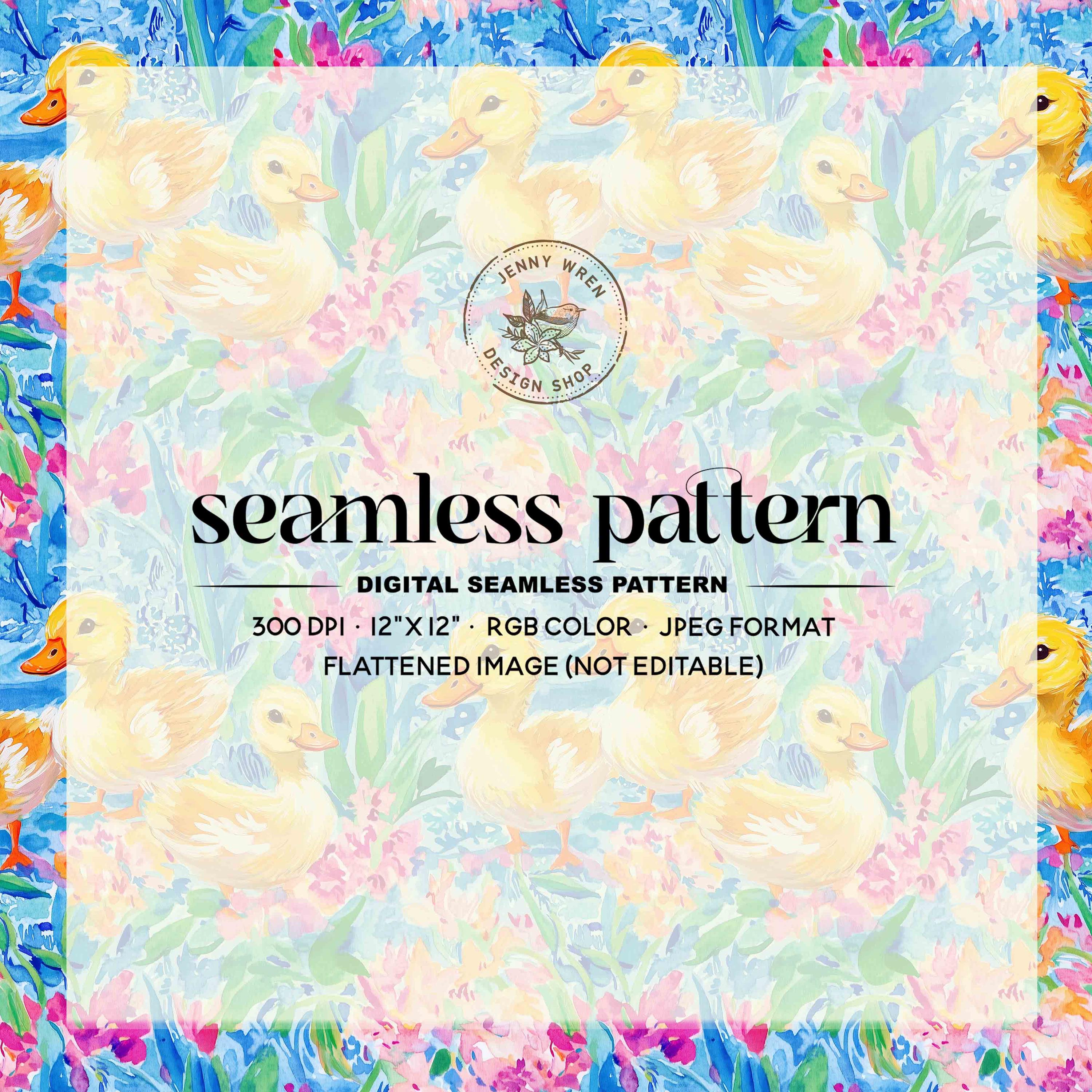 Preppy Spring Ducks Seamless Pattern: Easter Digital Paper (digital ...