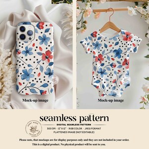 Red White and Blue Flowers Digital Paper, USA Patriotic Florals ...