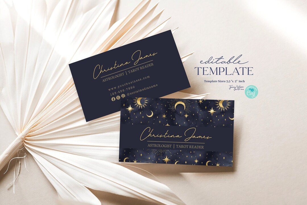 Astrologer Business Card, Celestial Business Card Template, Witchy ...