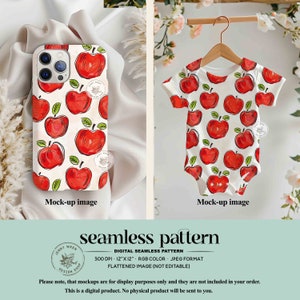 Retro Red Apples Seamless Pattern, Doodle Retro Back to School Digital ...
