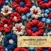 Fourth of July Floral Faux Embroidery Seamless Pattern, 3D Red White ...