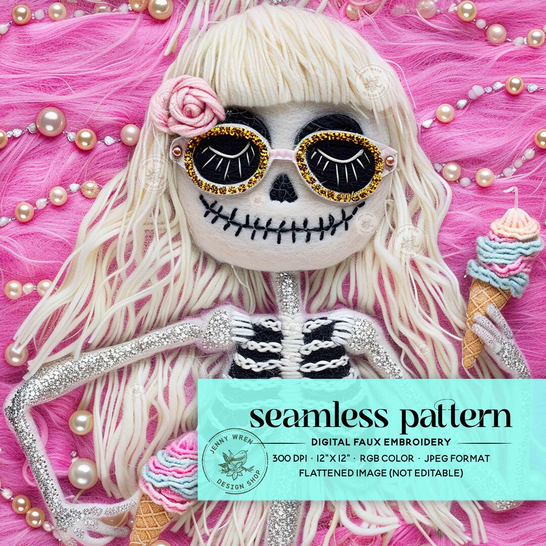 3D Skeleton Pin up Girl Seamless Pattern, Retro Halloween Skeleton Faux ...