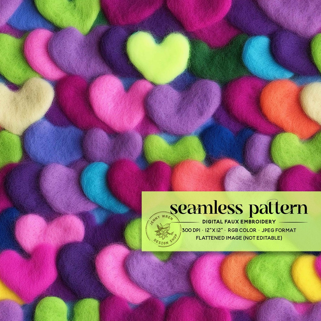 Colorful Valentines Day Hearts Seamless File, Fuzzy Hearts Seamless ...