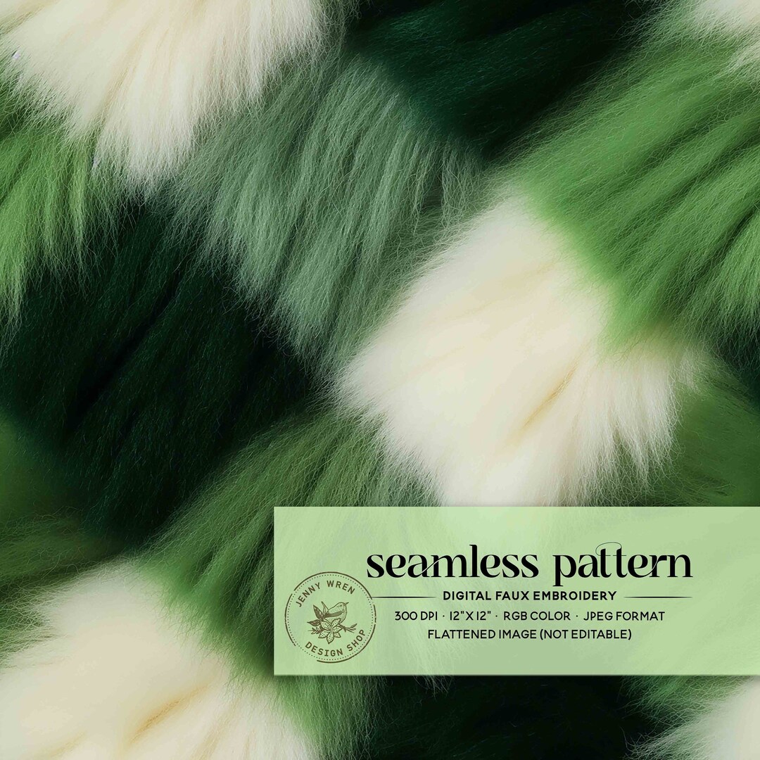 St Patrick's Day Green and White Faux Fur Seamless File, 3D Green Fur ...