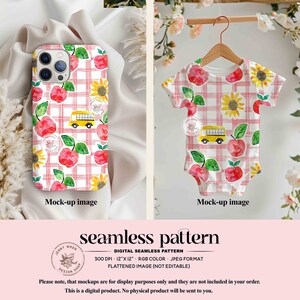 Back to School Apples and Yellow Bus Seamless Pattern, School Bus ...