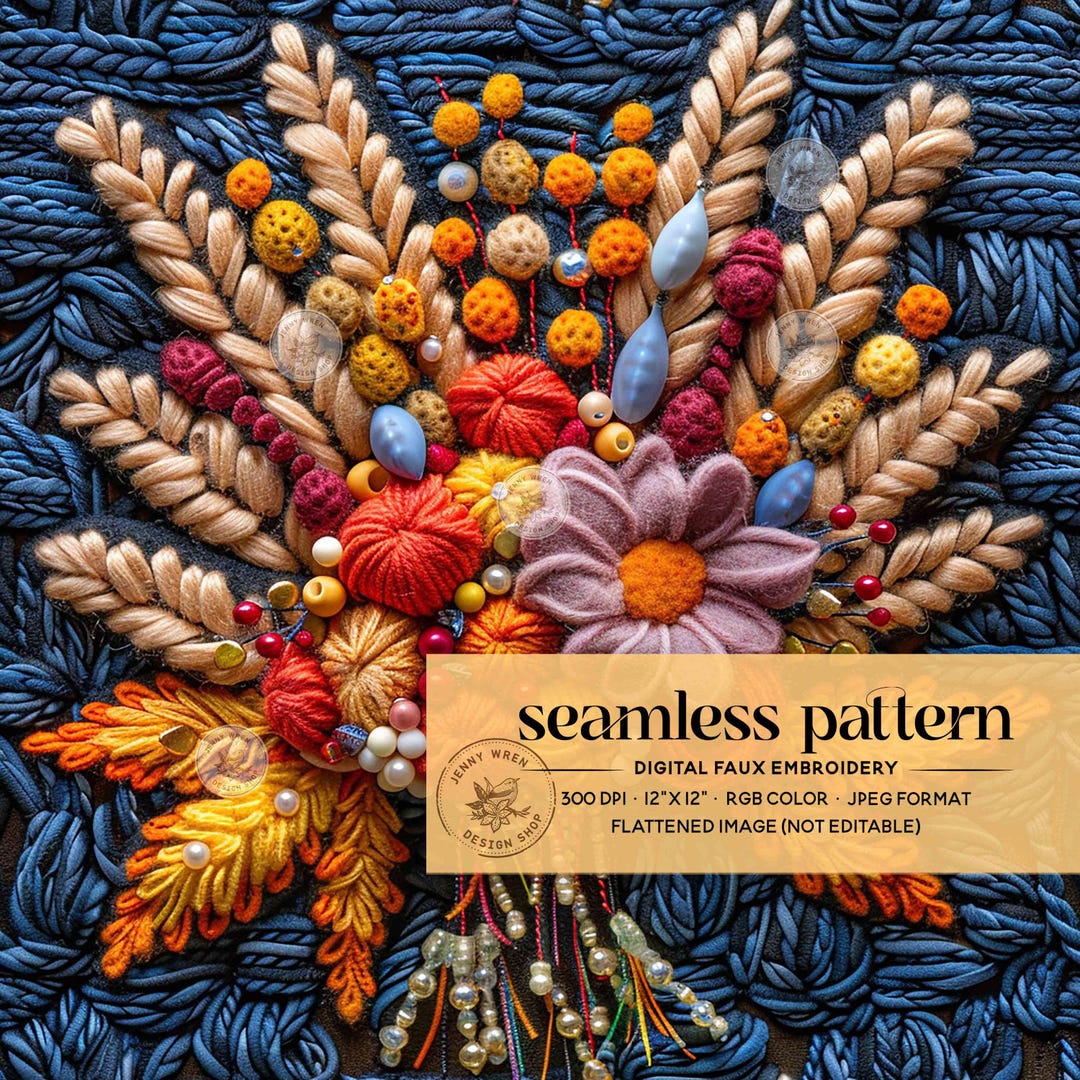 Boho Fall Harvest Seamless Pattern, Boho Thanksgiving Seamless, Fall ...