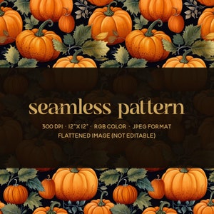 Fall Pumpkin Seamless Pattern, Watercolor Pumpkin Digital Paper, Autumn ...